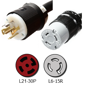 L21-30P to L6-15R Plug Adapter – PDU Whips