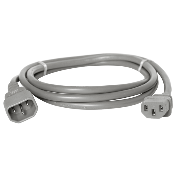 C14 to C13 Power Cords, Gray, 10A, 250V, 18/3 SJT – PDU Whips